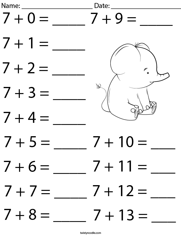 addition-facts-number-7-math-worksheet-twisty-noodle
